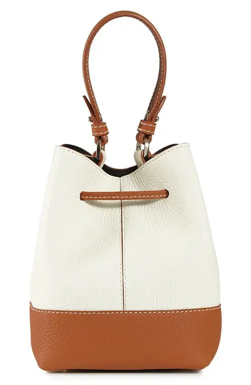 Strathberry Lana Osette Bicolor Leather Bucket Bag - Vanilla/tan