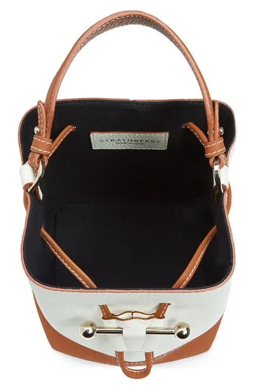 Strathberry Lana Osette Bicolor Leather Bucket Bag - Vanilla/tan