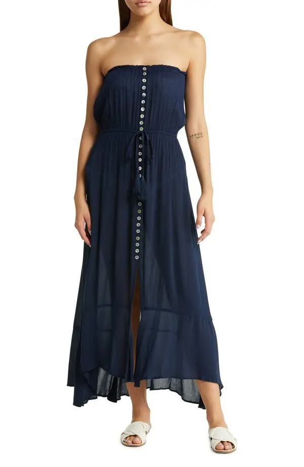 Elan Strapless Maxi Cover-up Dress - Navy