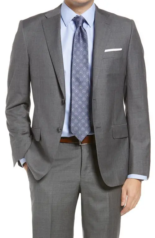 HERITAGE GOLD Infinity Sharkskin Classic Fit Wool Suit - Grey