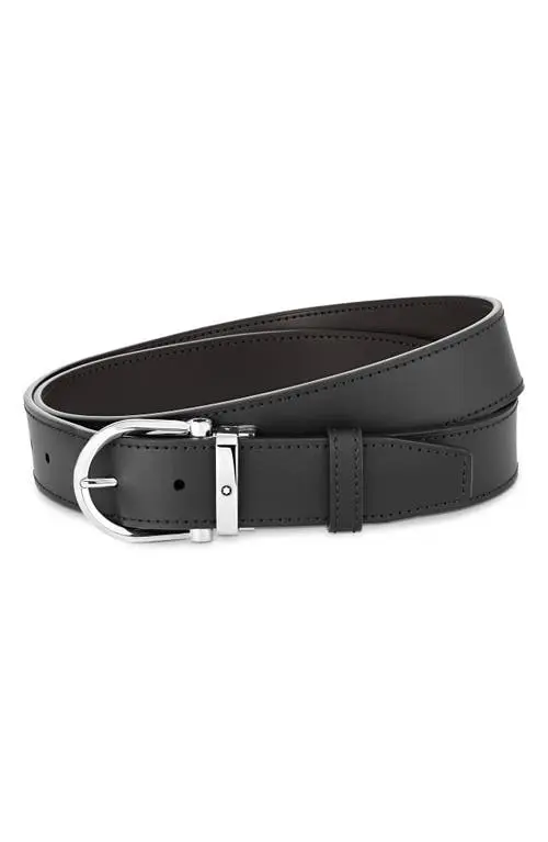 Montblanc Reversible Horseshoe Buckle Leather Belt - Black Brown