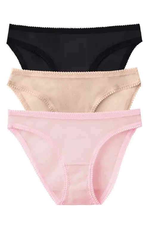 ON GOSSAMER 3-pack Mesh Hip Bikinis - Blk/chp/pny