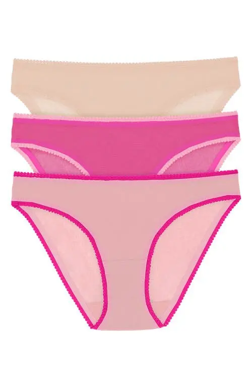 ON GOSSAMER 3-pack Mesh Hip Bikinis - Chmpgn/electrcbry/dstdptl