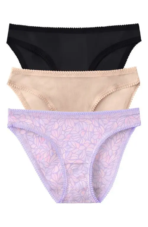 ON GOSSAMER 3-pack Mesh Hip Bikinis - Wf/chp/blk