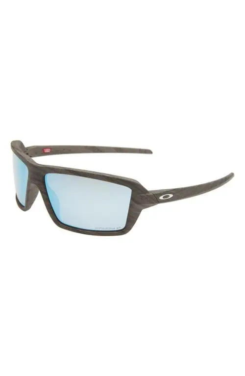Oakley 63mm Polarized Rectangle Sunglasses - Light Wood