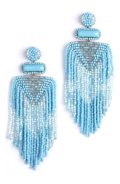 Deepa Gurnani Jody Beaded Tassel Earrings - Baby Blue