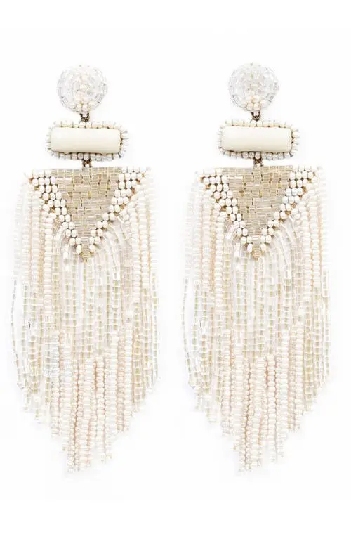 Deepa Gurnani Jody Beaded Tassel Earrings - Ivory