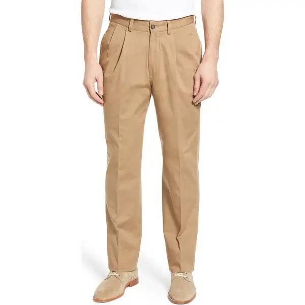 Berle Charleston S Pleated Chino Pants - British Tan