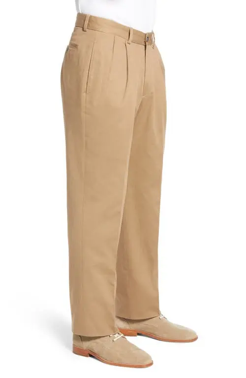 Berle Charleston S Pleated Chino Pants - British Tan
