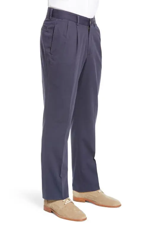 Berle Charleston Khakis Pleated Chino Pants - Navy