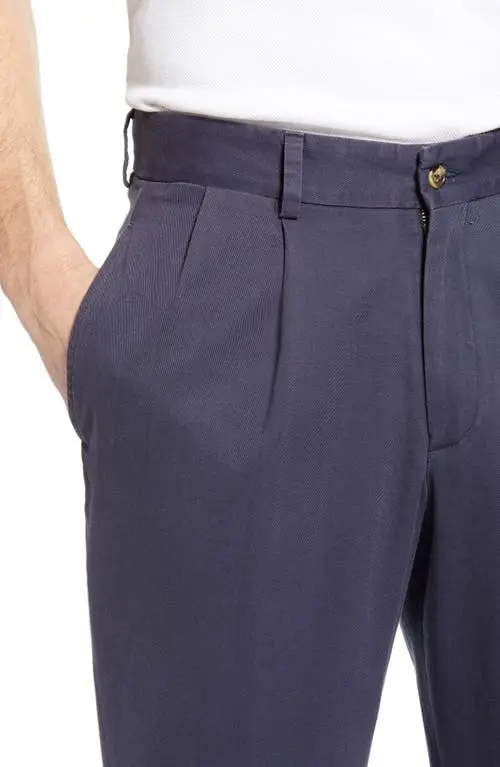 Berle Charleston Khakis Pleated Chino Pants - Navy