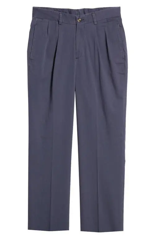Berle Charleston Khakis Pleated Chino Pants - Navy