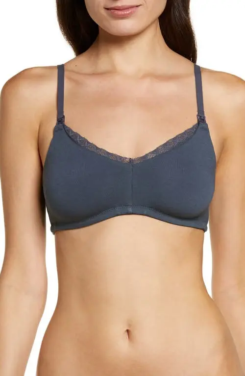 Natori Bliss Wireless Pima Cotton Nursing Bra - Ash Navy
