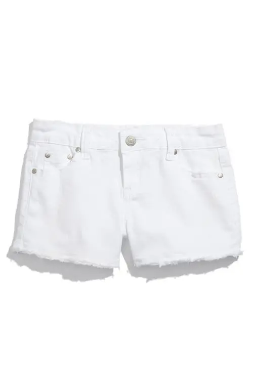 TRACTR Frayed Hem Denim Shorts - White