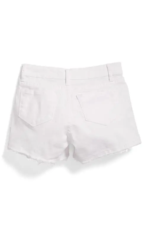 TRACTR Frayed Hem Denim Shorts - White