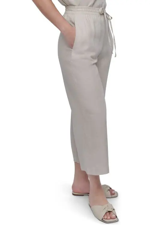 Dkny Drawstring Crop Linen Pants - Natural