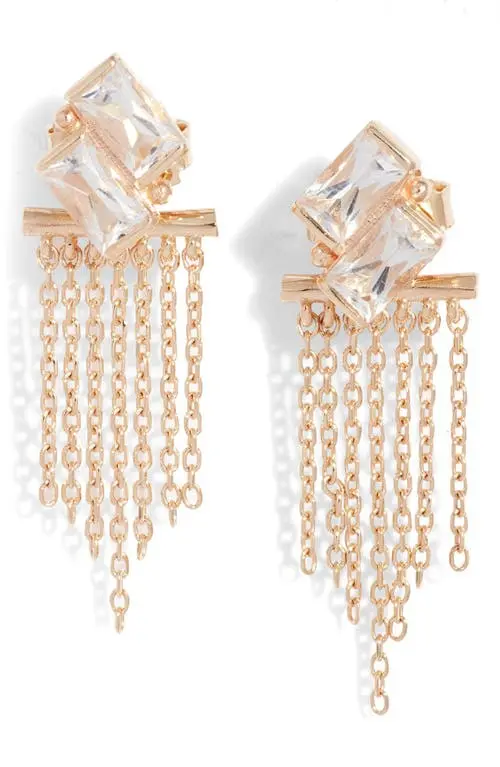 Anzie Deux Carré Topaz Fringe Drop Earrings - Silver/clear Topaz