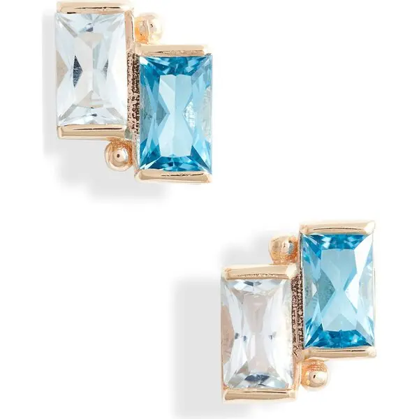 Anzie Cléo Duo Stud Earrings - Swiss Blue Topaz