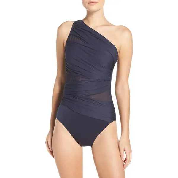 MIRACLESUIT® Jena One-shoulder One-piece Swimsuit - Midnight Blue