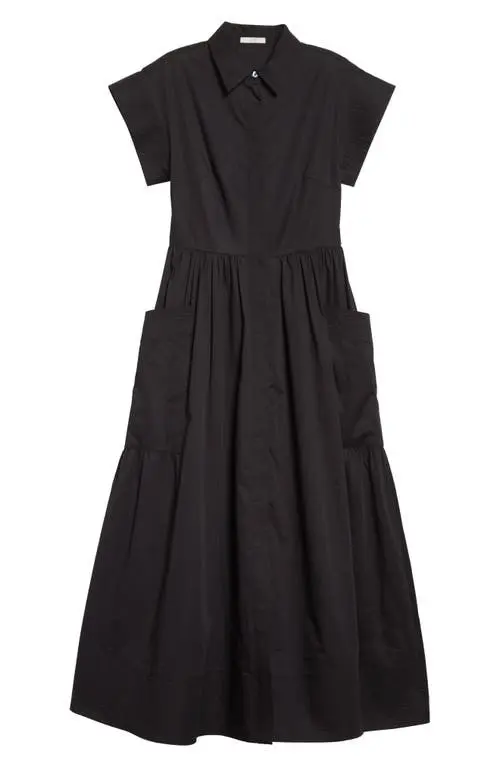 Co Cap-sleeve Cotton Poplin Midi Dress