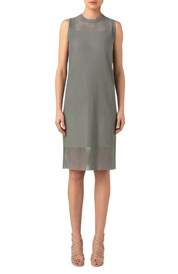 Akris Silk Blend Rib Knit Shift Dress In Salvia - 60% Off | Editorialist