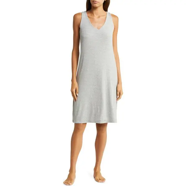 Cozy Earth Rib Knit Nightgown - Grey