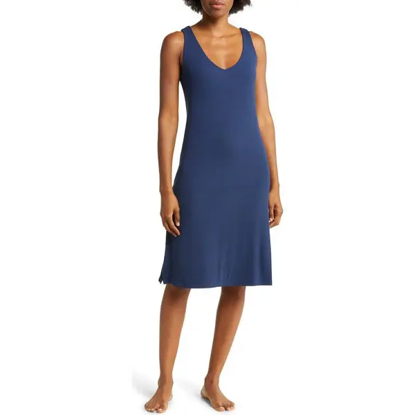 Cozy Earth Rib Knit Nightgown - Navy