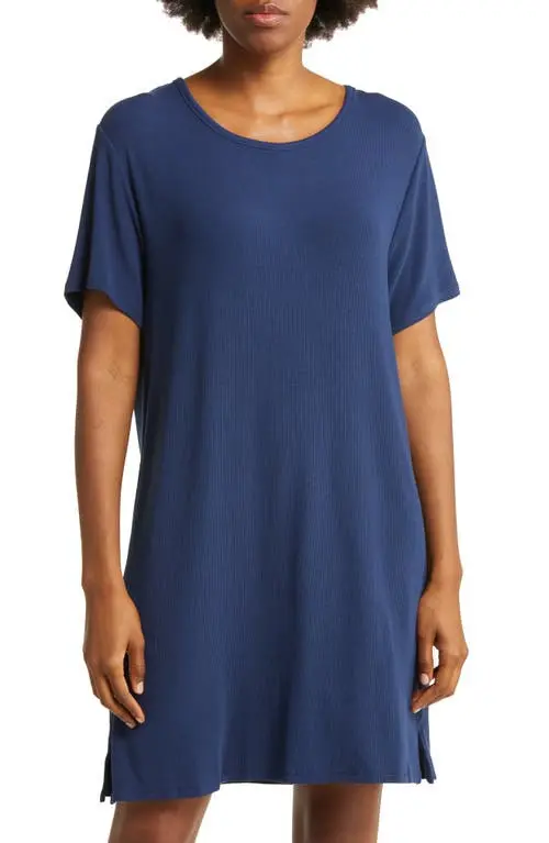 Cozy Earth Rib Knit Nightshirt - Navy