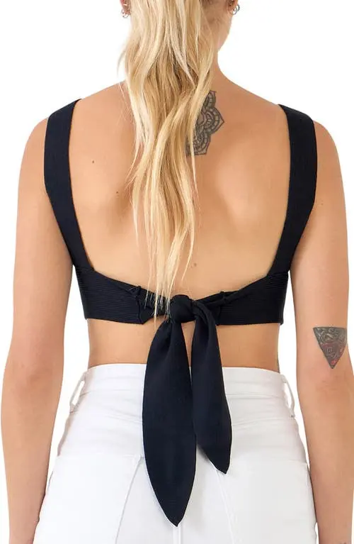 Endless Rose Tie Back Rib Bra Top - Black