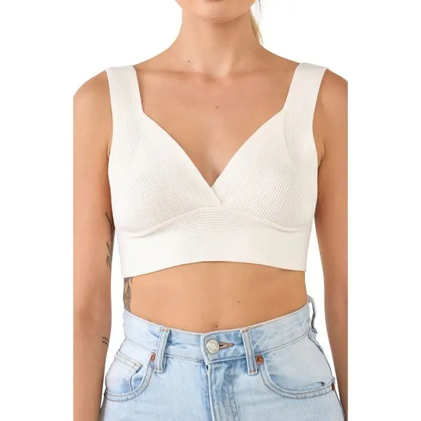 Endless Rose Tie Back Rib Bra Top - White
