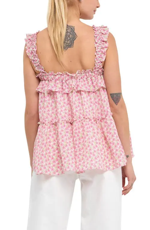 FREE THE ROSES Floral Ruffle Tank