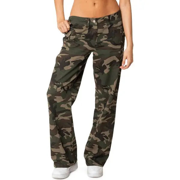 EDIKTED Aya Camo Print Cargo Pants
