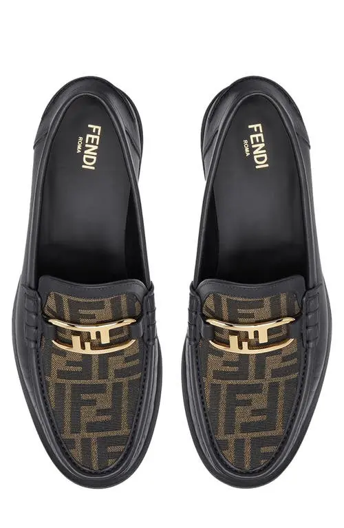 Fendi O'lock Ff Jacquard Loafer - Black/brown