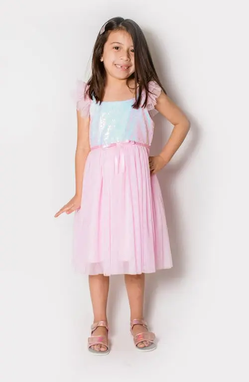 popatu sequin dress Popatu Little Girls Short Sleeve Sequin Dress, , Peach5