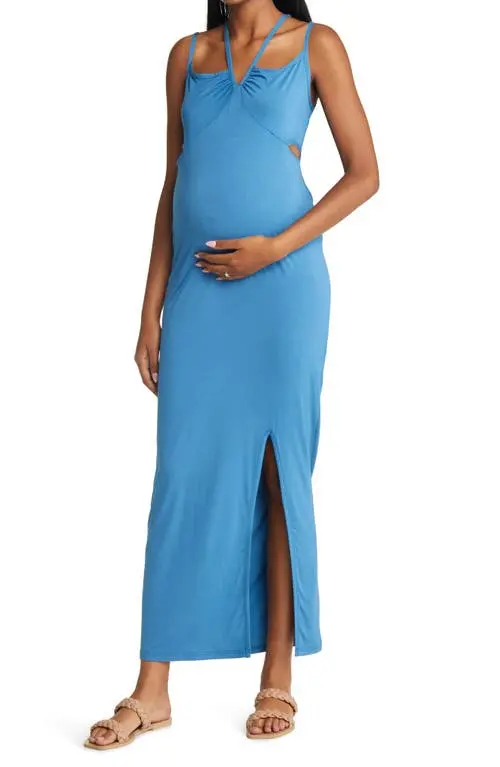 half sheer maxi dress Sienna Semi Sheer Ribbed Dress