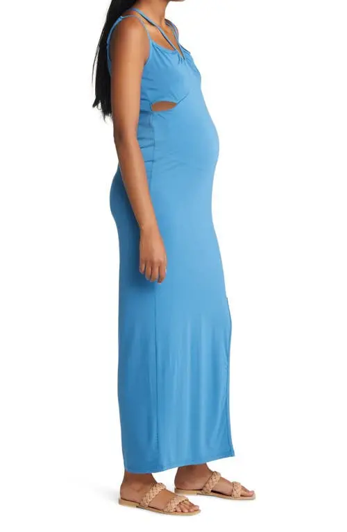 EMILIA GEORGE Bella Cutout Maternity Maxi Dress - Blue