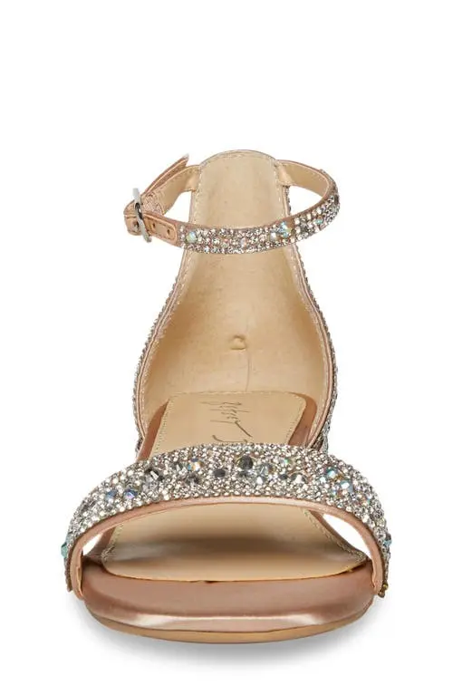 Betsey Johnson Rhinestone Ankle Strap Sandal - Champagne