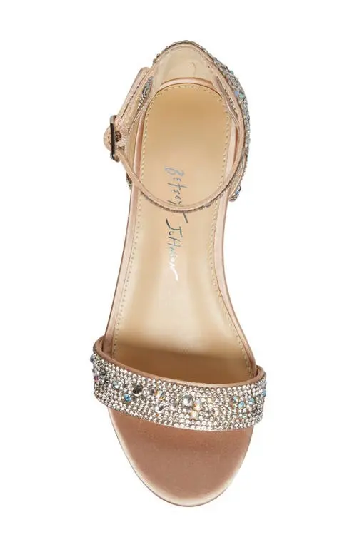 Betsey Johnson Rhinestone Ankle Strap Sandal - Champagne