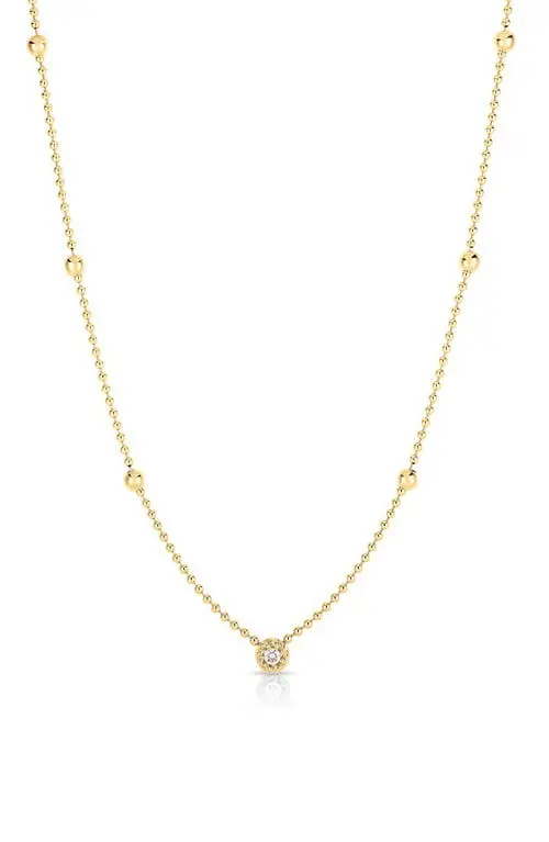 Roberto Coin Diamond And Bead Station Necklace - Yellow Gold