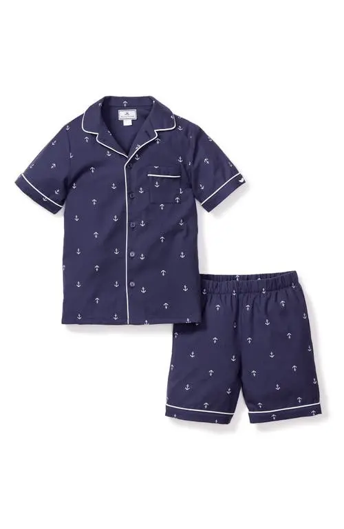 PETITE PLUME Portsmouth Anchors Short Sleeve Two-piece Pajamas - Navy