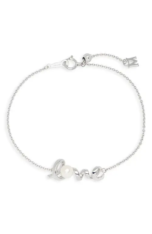 Mikimoto White Gold Pearl Love Pendant Chain Bracelet - 18kw