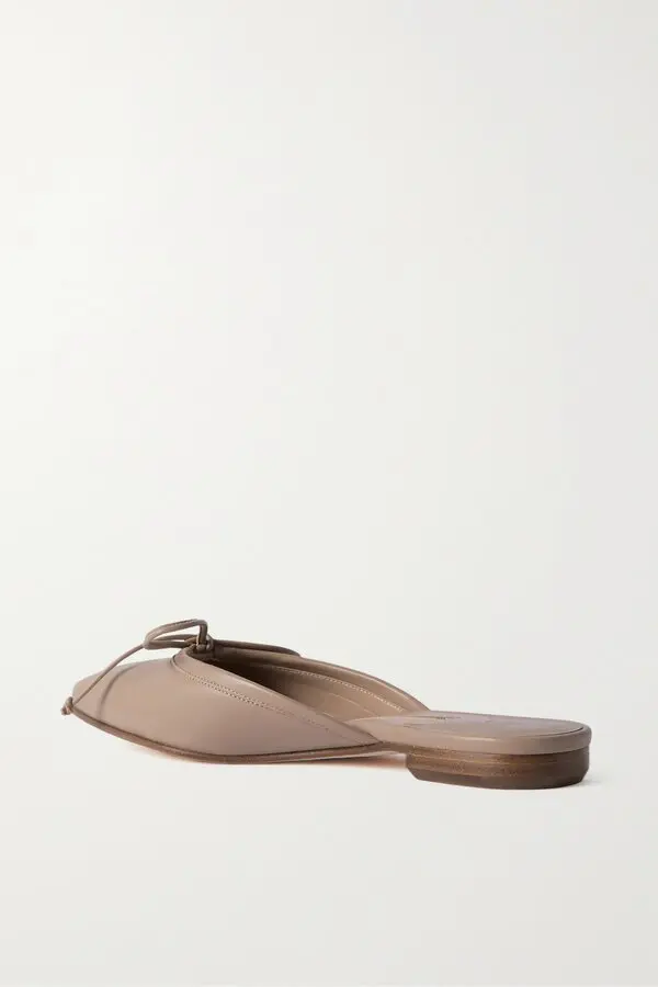 Manolo Blahnik Ballerimu Leather Point-toe Mules - Neutrals