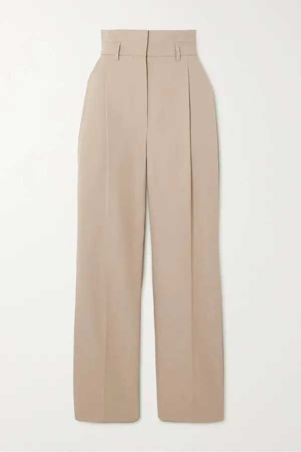 Alaïa Pleated Gabardine Straight-leg Pants