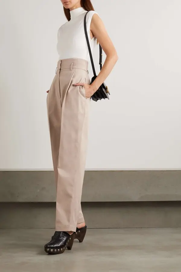 Alaïa Pleated Gabardine Straight-leg Pants