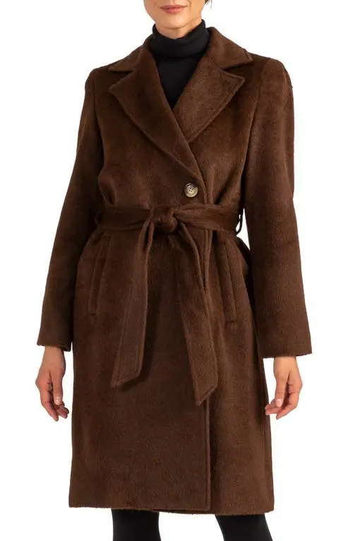 Sofia Cashmere Alpaca And Wool Belted Coat - Brown