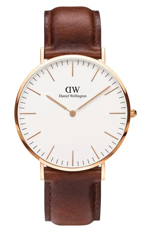 DANIEL WELLINGTON Classic St. Mawes Strap Watch - Rose Gold/eggshell