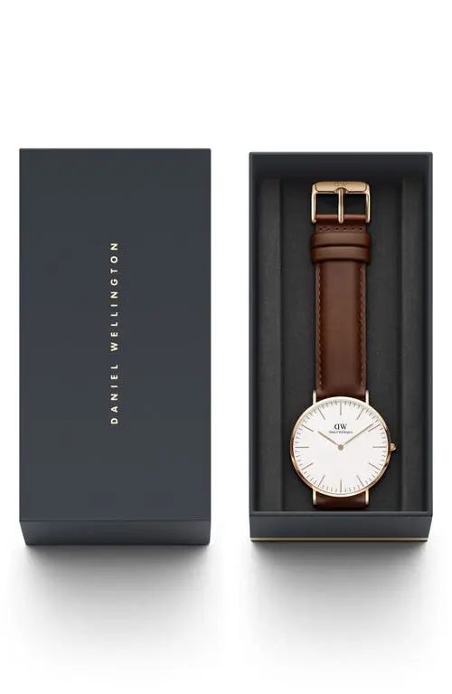DANIEL WELLINGTON Classic St. Mawes Strap Watch - Rose Gold/eggshell