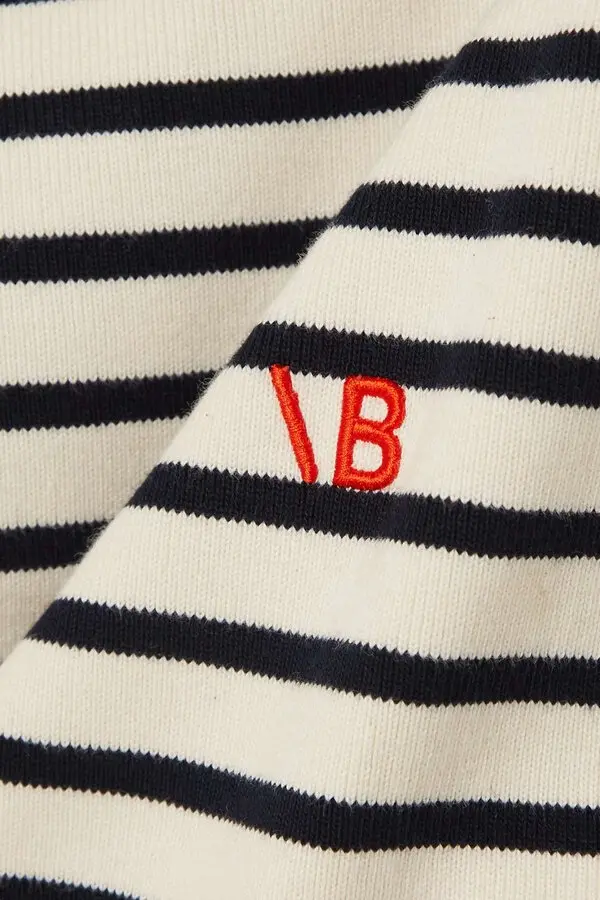 Victoria Beckham Embroidered Striped Cotton-jersey Hoodie