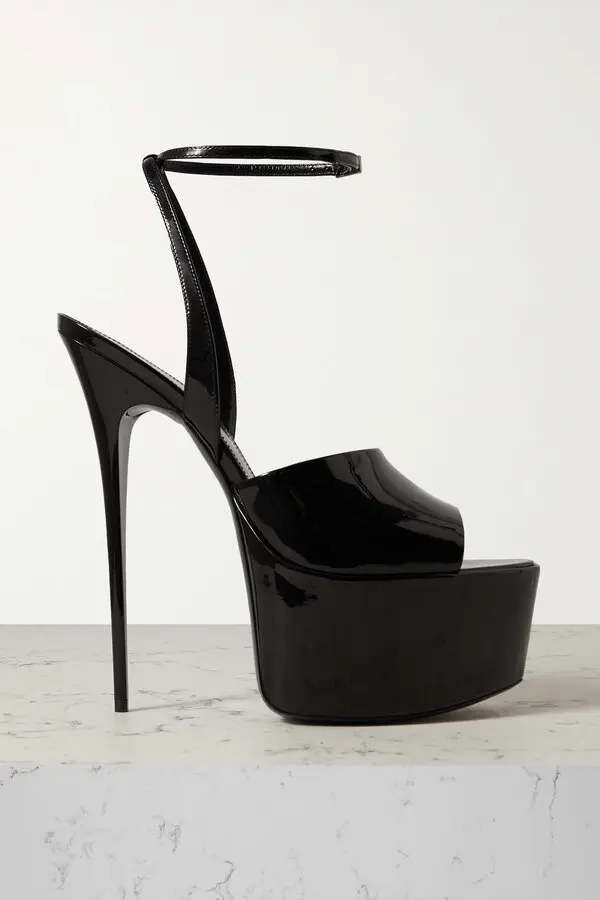 Saint Laurent Kika Patent-leather Platform Sandals