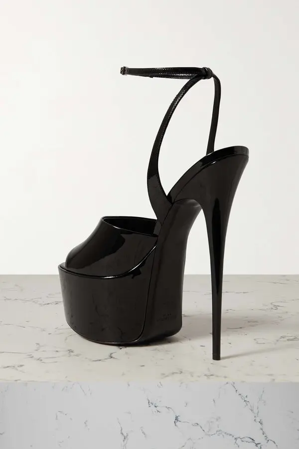 Saint Laurent Kika Patent-leather Platform Sandals
